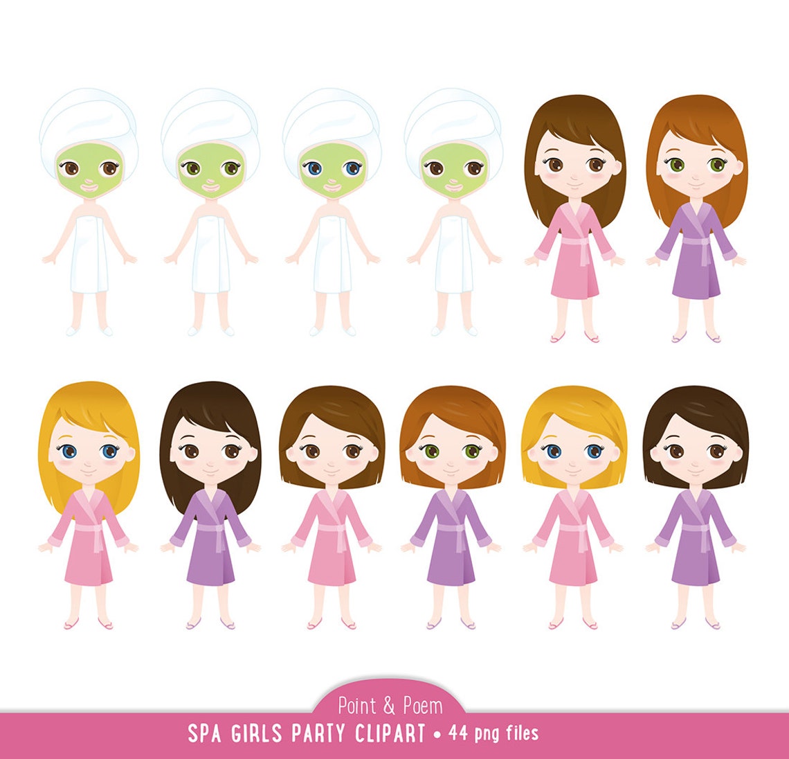 Spa Clip Art Commercial Use Spa Girls Clip Art Cute Spa | Etsy