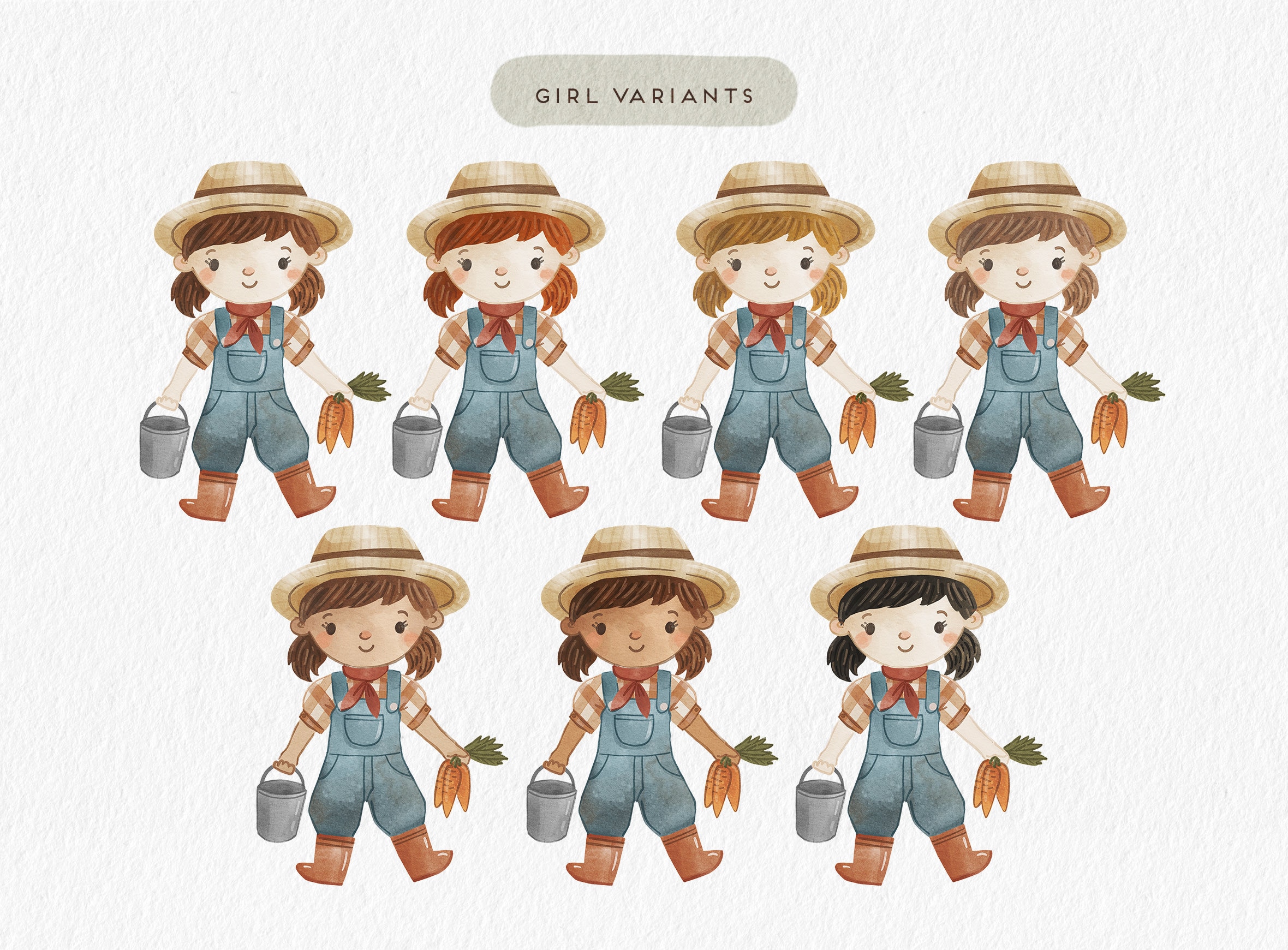 Farm Watercolor Clipart, Cute Farm Animals Digital Clip Art, Farm Baby ...