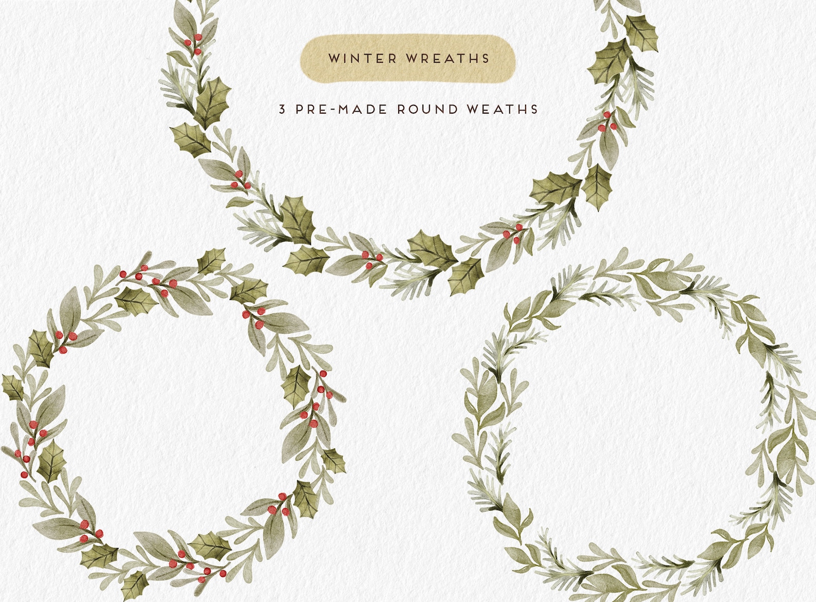 Cute Christmas Watercolor Clipart, Classic Christmas, Digital Planner ...