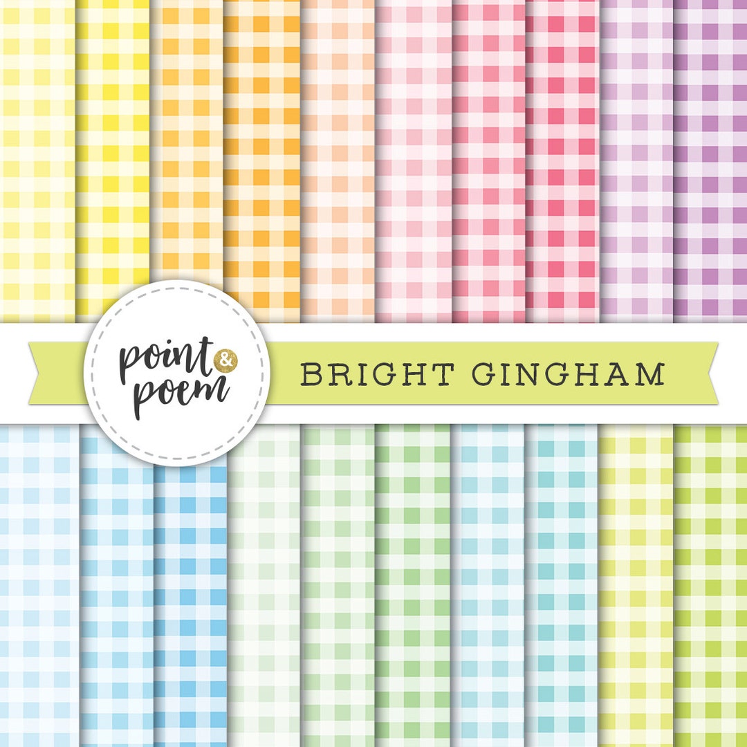 Gingham Digital Paper, Rainbow Backgrounds, Pastel Bright Colors ...