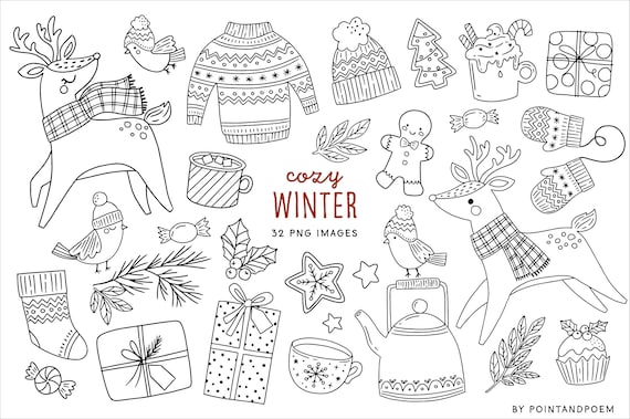 Cute Black And White Winter Clipart