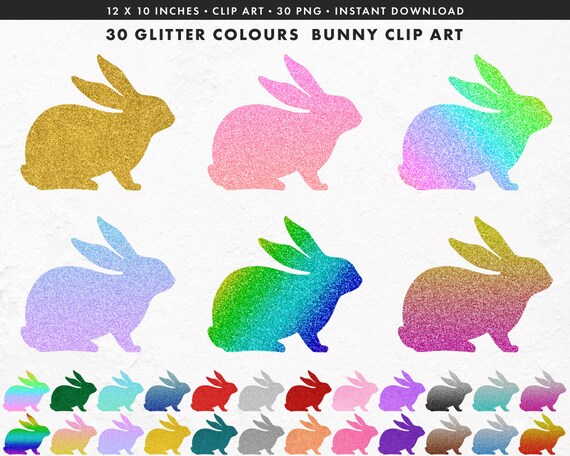 Easter Bunny Clipart Bunny Rabbit Cliapart Glitter Bunnies - Etsy