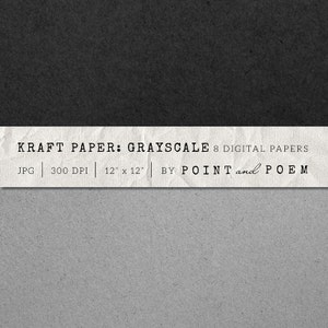 Kraft Digital Paper, Digital Scrapbooking Paper, Black, Gray, Chipboard ...