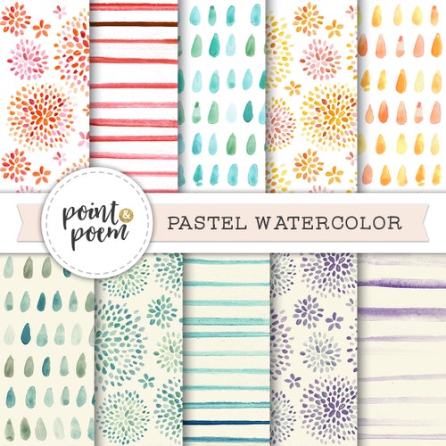 Digital Paper Pack Pastel Watercolor Textured Hand Painted - Etsy