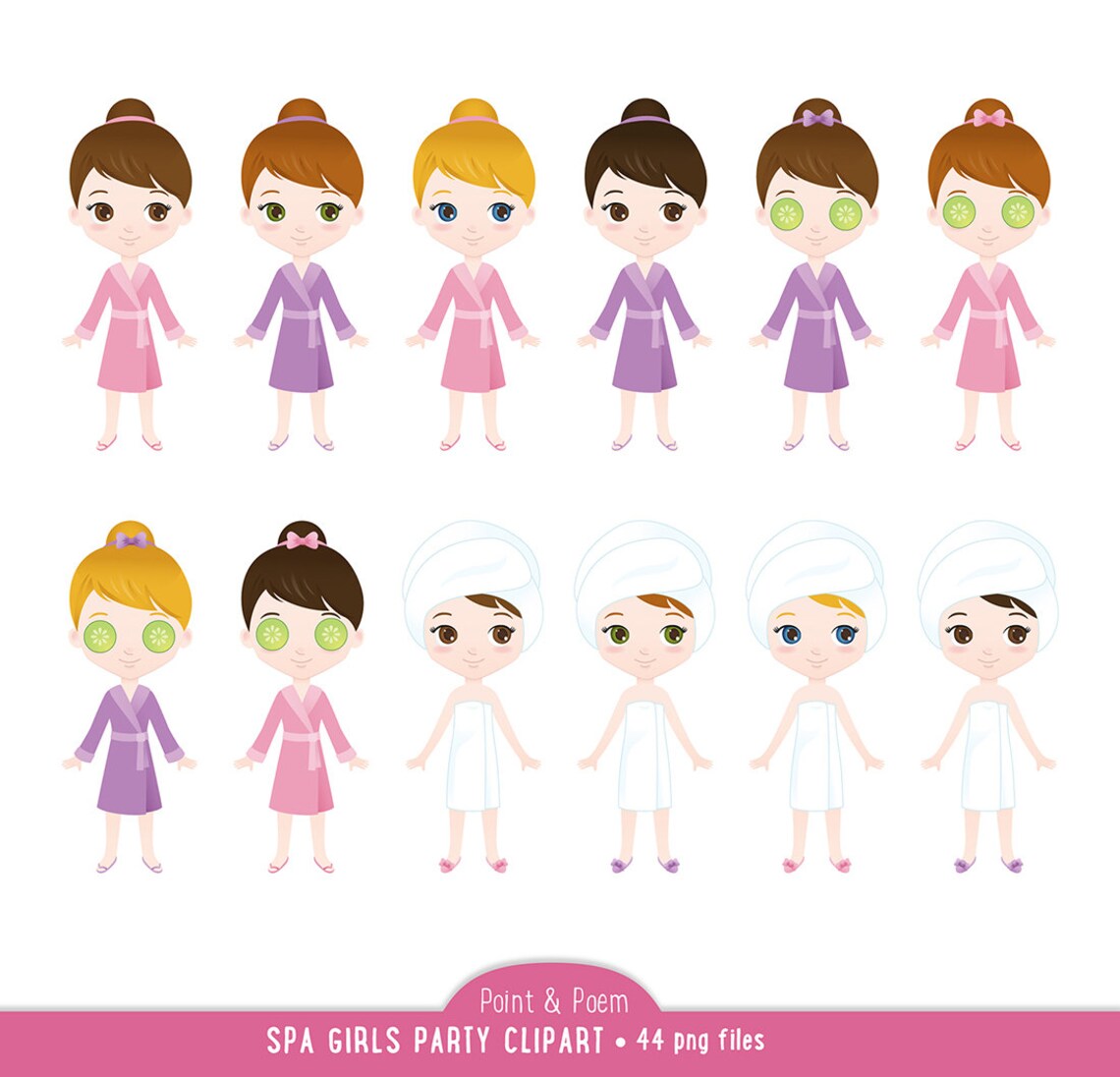 Spa Clip Art Commercial Use Spa Girls Clip Art Cute Spa - Etsy