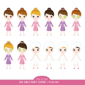 Spa Clip Art, Commercial Use , Spa Girls Clip Art, Cute Spa Girls, Spa ...
