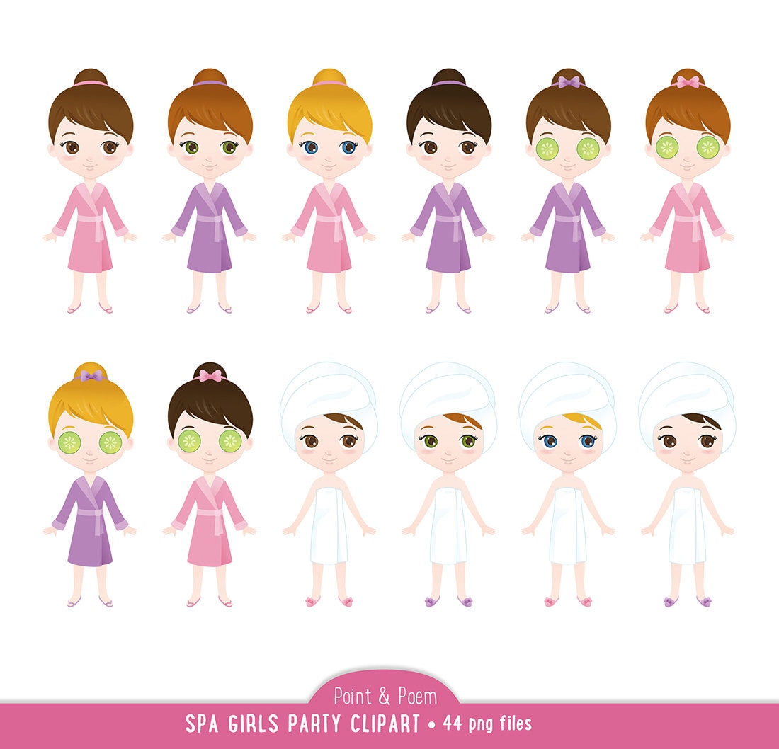 Spa Clip Art Commercial Use Spa Girls Clip Art Cute Spa - Etsy