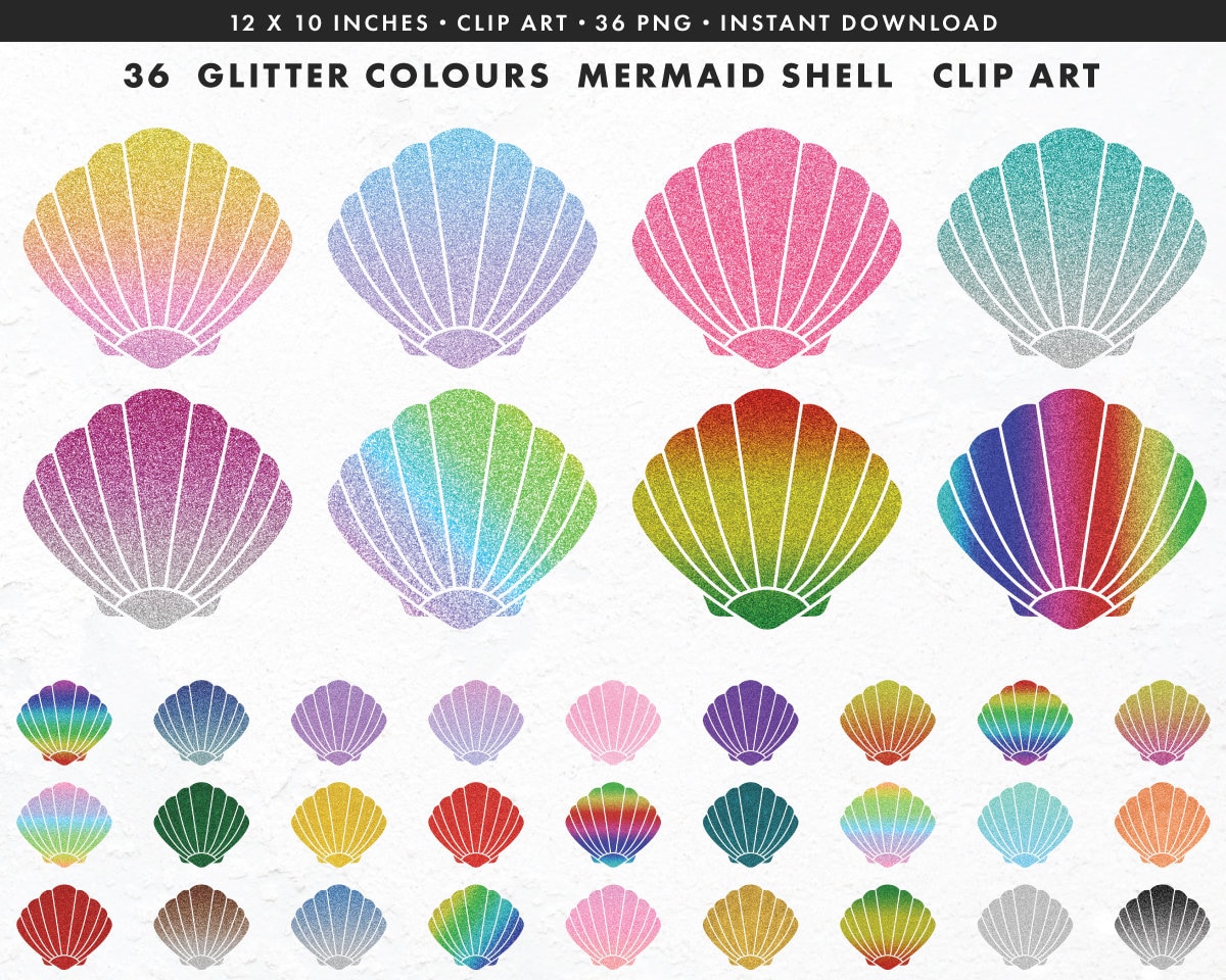 Instant Download Seashell Clipart Mermaid Shell Clipart | Etsy