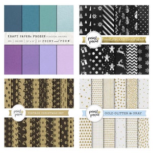 Christmas Digital Paper Bundle, Over 300 Digital Papers, Glitter ...