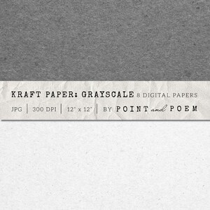 Kraft Digital Paper, Digital Scrapbooking Paper, Black, Gray, Chipboard ...