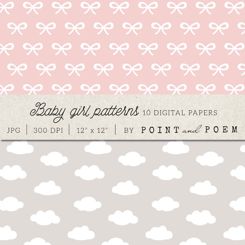 Baby Girl Digital Paper Its a Girl Patterns Baby Shower - Etsy