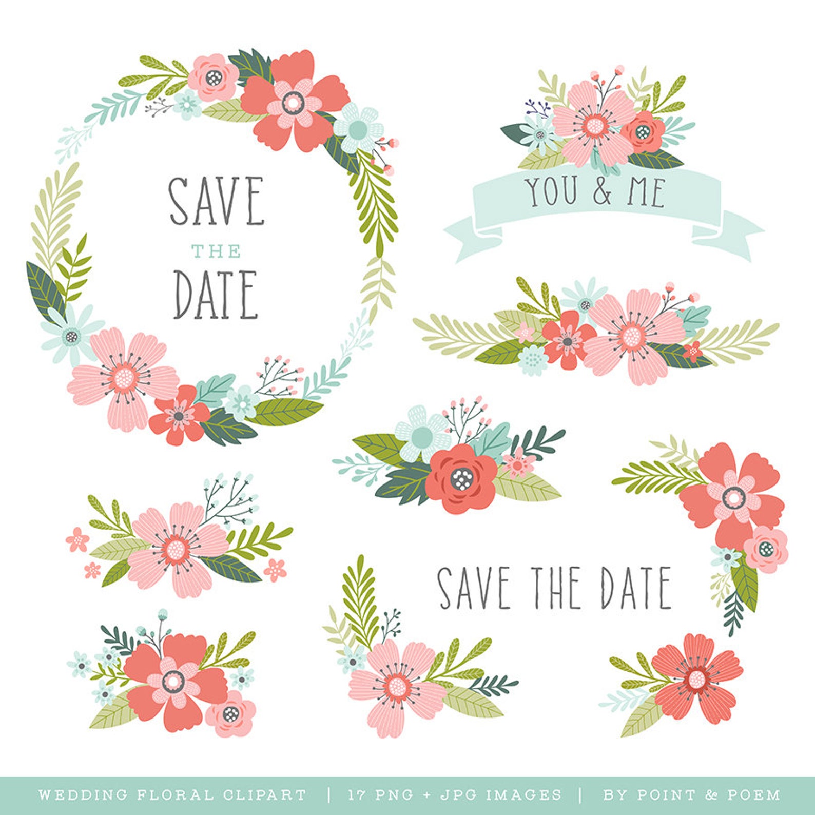 Wedding Floral Clipart Flower Posies Clip Art Flower - Etsy UK