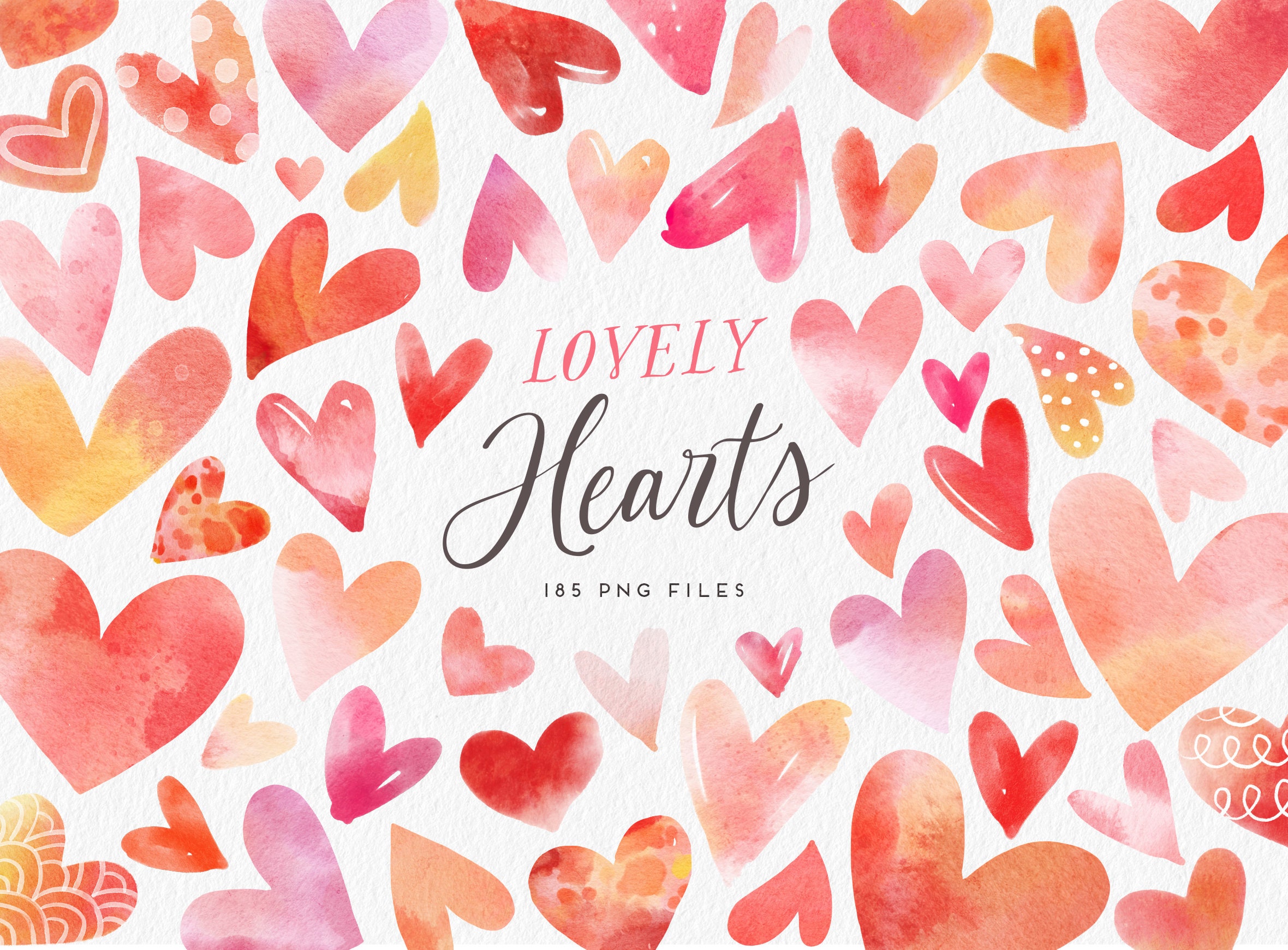 Watercolor Hearts Clipart Valentine's Day Clipart - Etsy