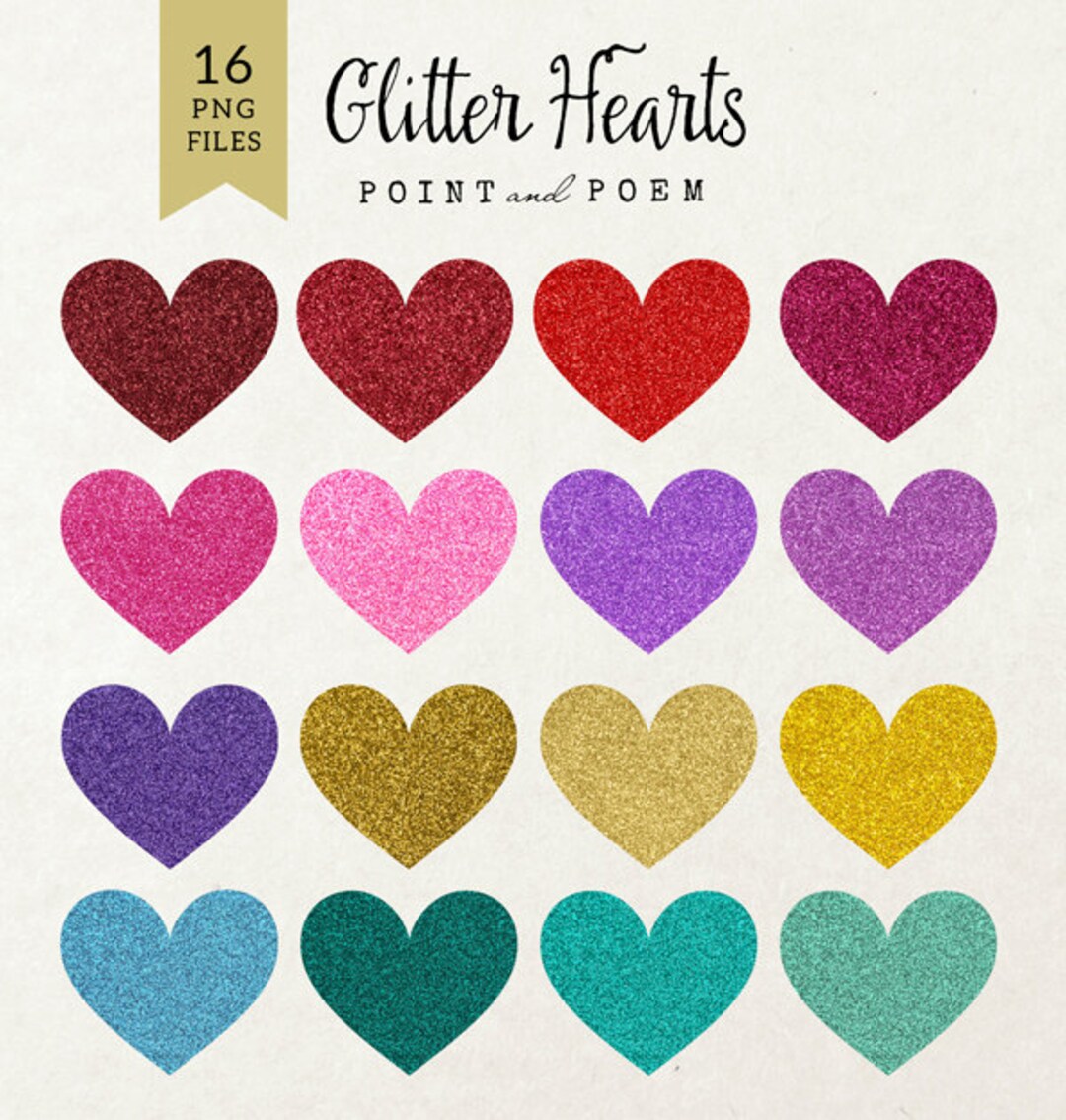 Glitter Hearts Clip Art Valentine Heart Clipart - Etsy