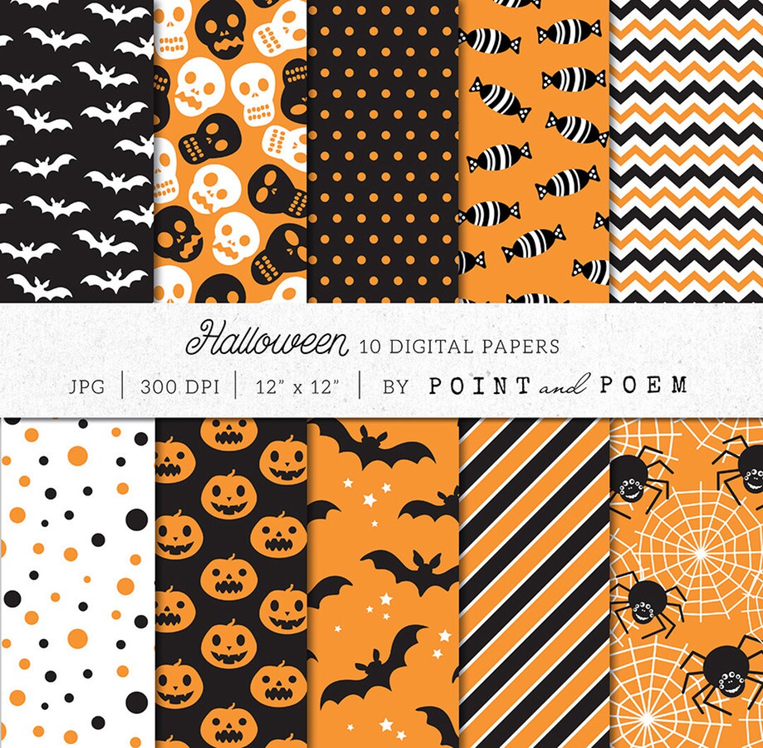 Halloween Digital Paper, Digital Scrapbooking Paper, Printable, Clipart ...