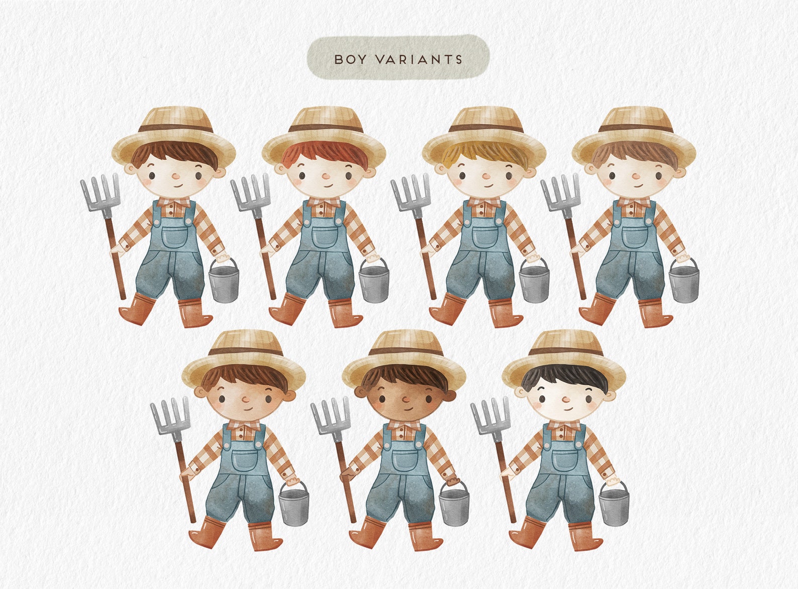 Farm Watercolor Clipart, Cute Farm Animals Digital Clip Art, Farm Baby ...