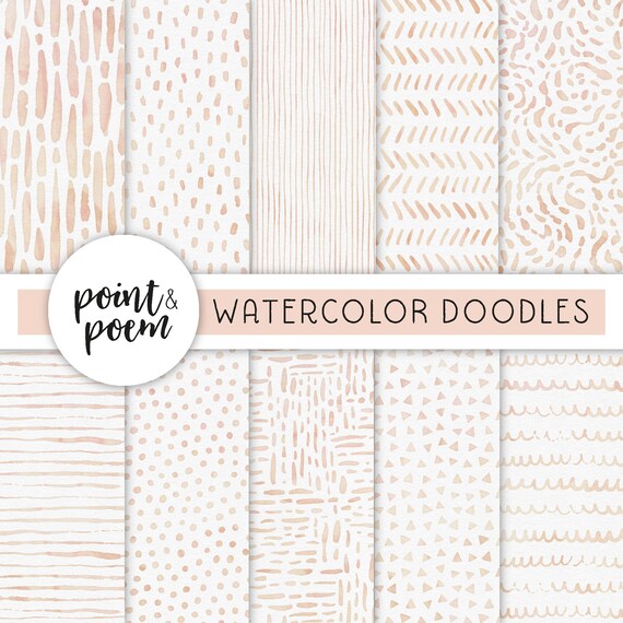 Watercolor Digital Papers Pink Watercolor Doodles Digital - Etsy