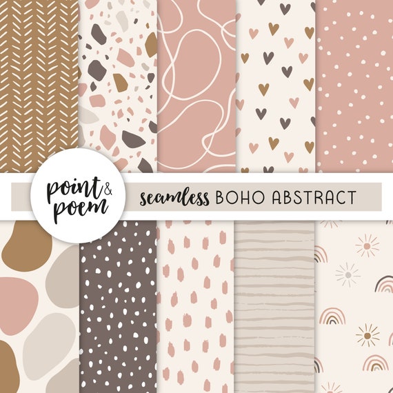 Boho Doodle Seamless Digital Papers Earth Tones Boho Digital - Etsy