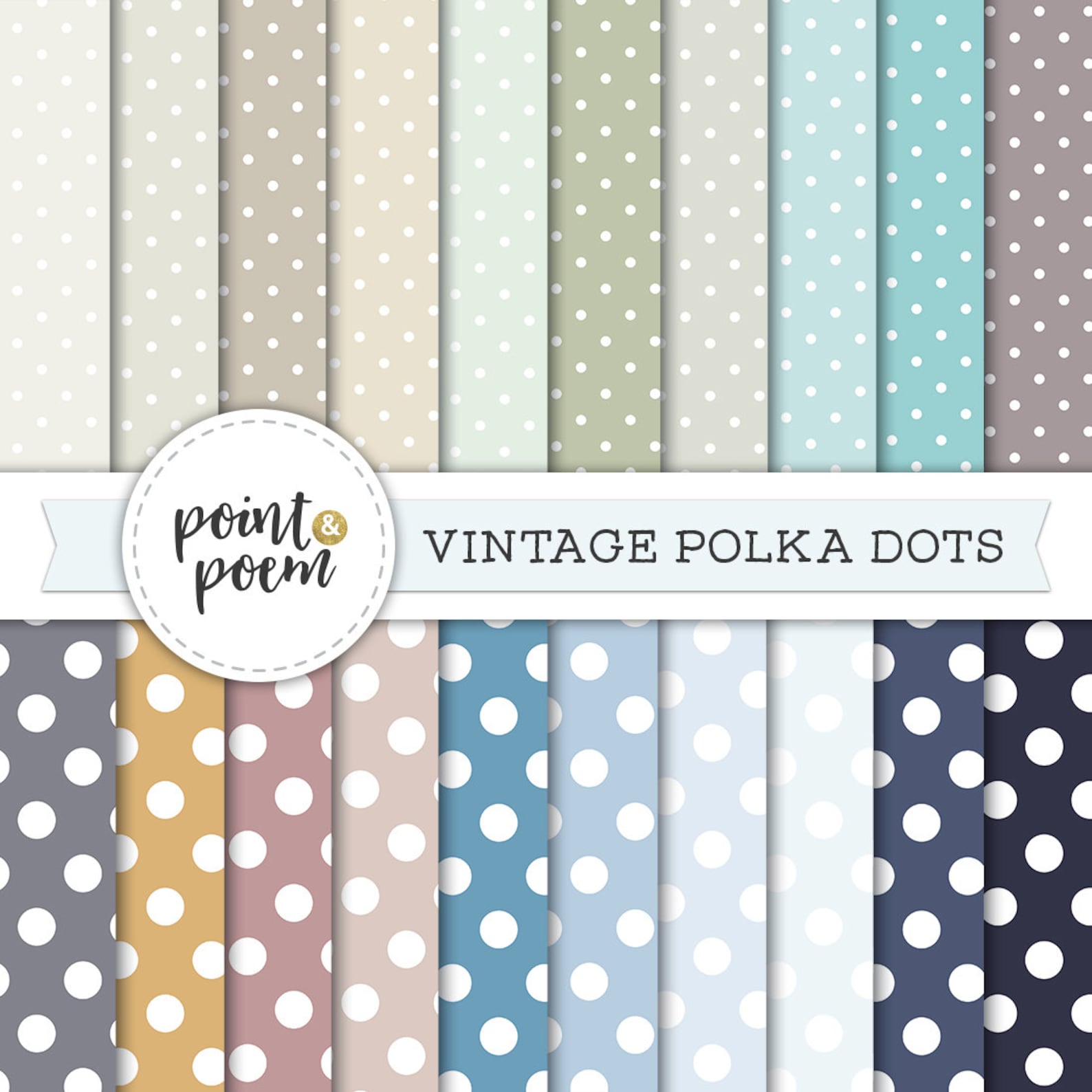 Polka Dots Digital Paper Vintage Backgrounds Retro Neutral | Etsy