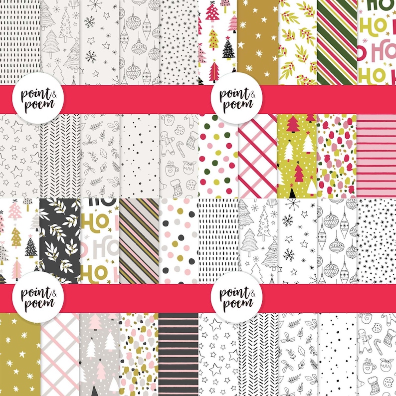 Christmas Digital Paper and Clip Art Bundle 400 Digital - Etsy