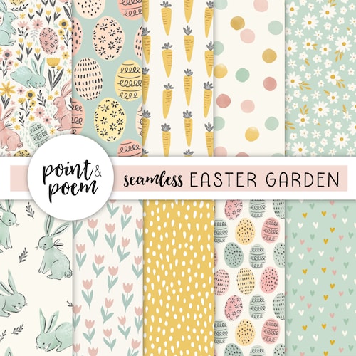 Easter Digital Papers Spring Digital Papers Doodle Rabbits - Etsy