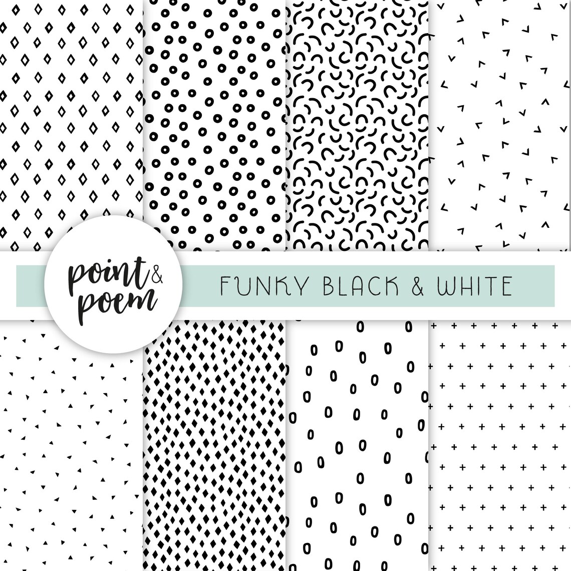 Digital Papers Black & White Digital Paper Pack Scandinavian - Etsy