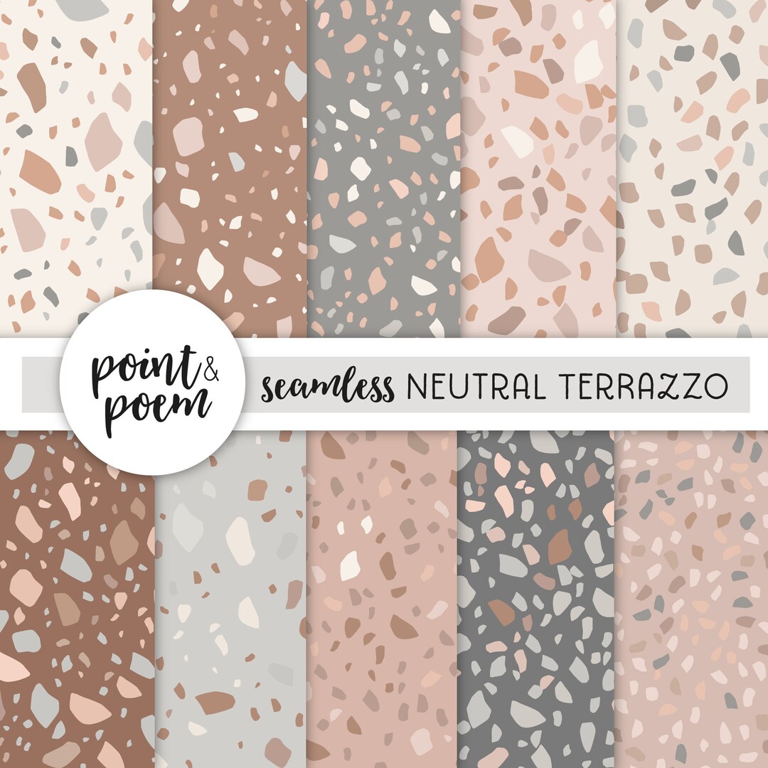 Terrazzo Seamless Digital Papers, Earth Tones Rock Marble Digital Paper ...