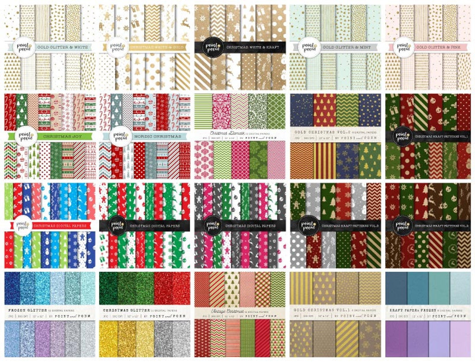 Christmas Digital Paper Bundle Over 300 Digital Papers | Etsy