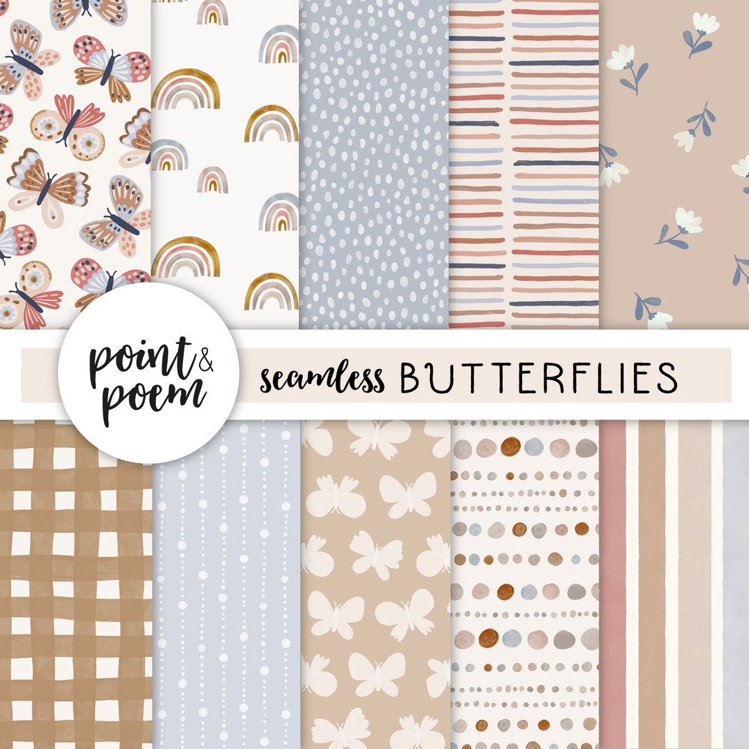 Butterfly Digital Papers, Spring Digital Papers, Butterflies and ...