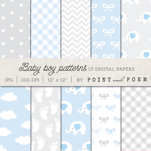 Baby Boy Digital Paper Its a Boy Patterns Baby Shower Blue | Etsy