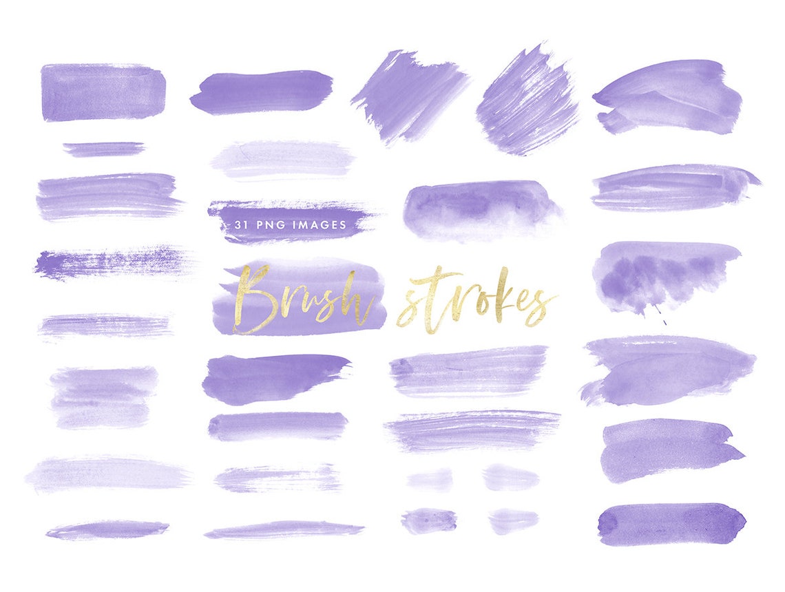 Watercolor Brush Strokes Splashes Clipart Purple Lavender - Etsy