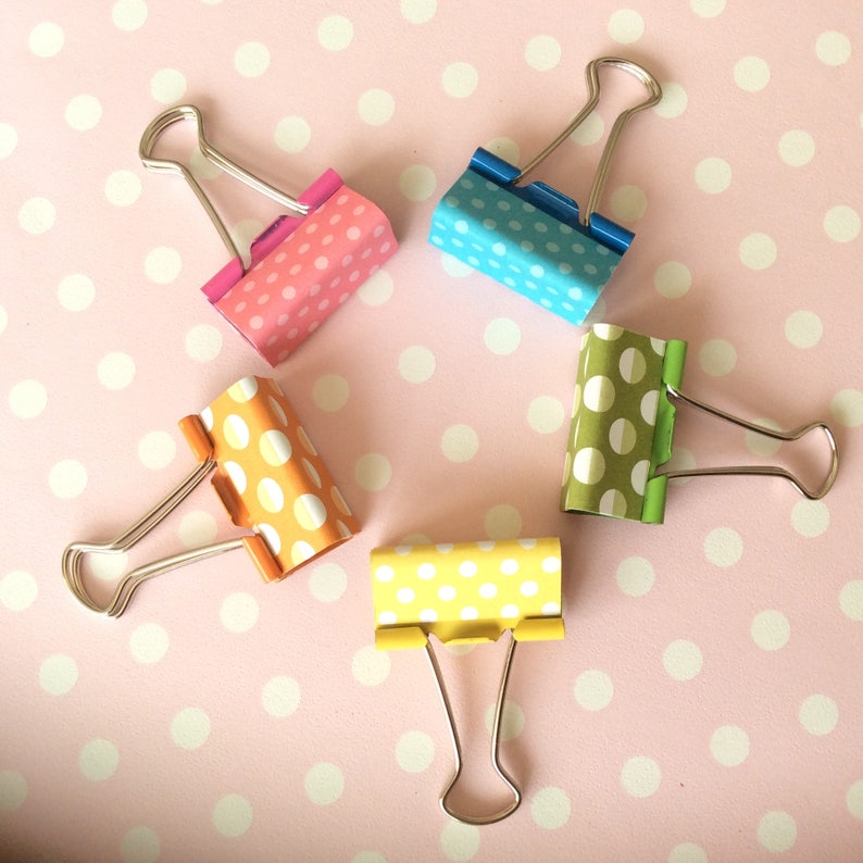 Dotty Foldback Clips for Office Desk Decor Colourful - Etsy