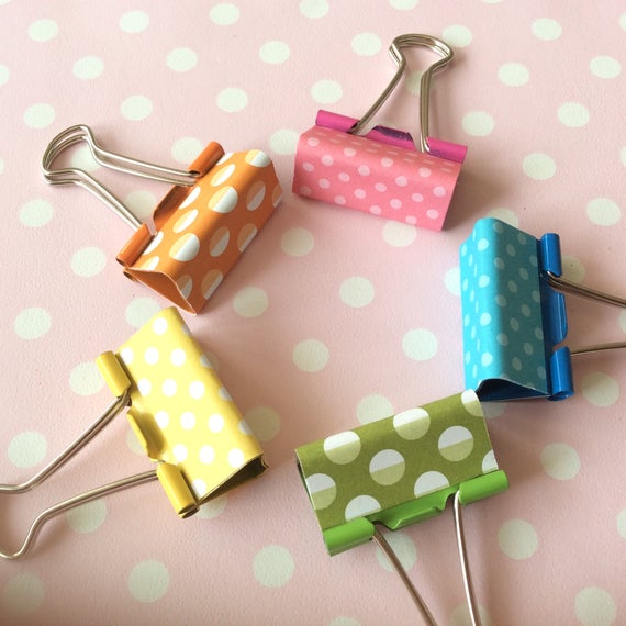 Dotty Foldback Clips for Office Desk Decor Colourful - Etsy