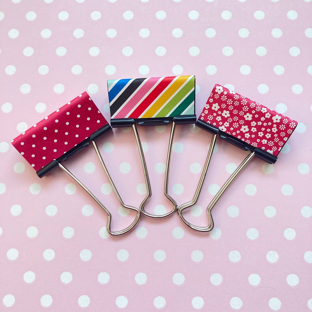 Giant Binder Clips: 50mm, Polka Dot, Rainbow, Floral - Pack of 3 - Etsy