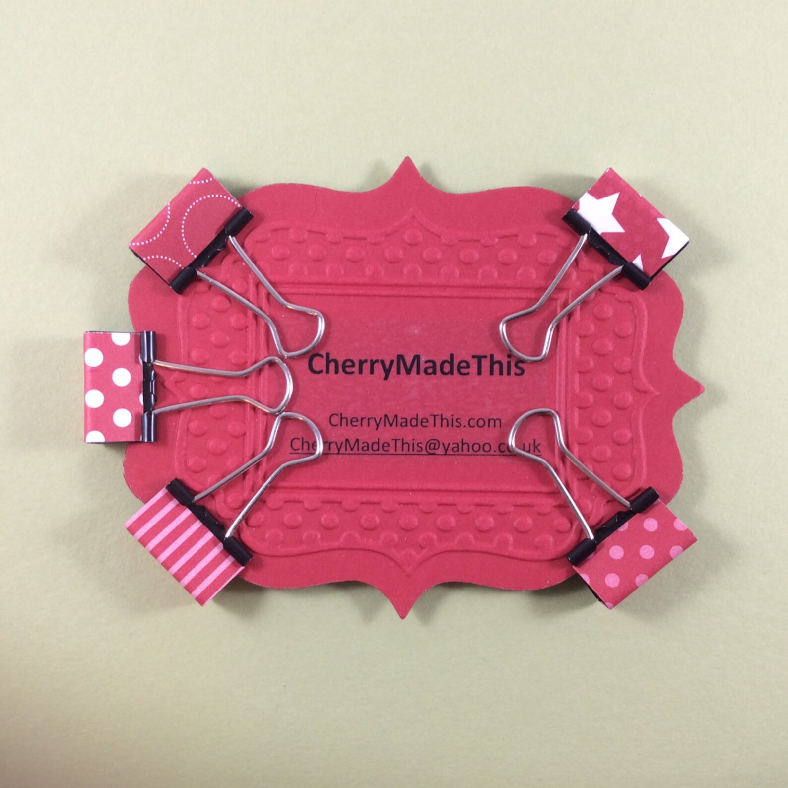 Red binder clips patterned foldback clips with spots | Etsy