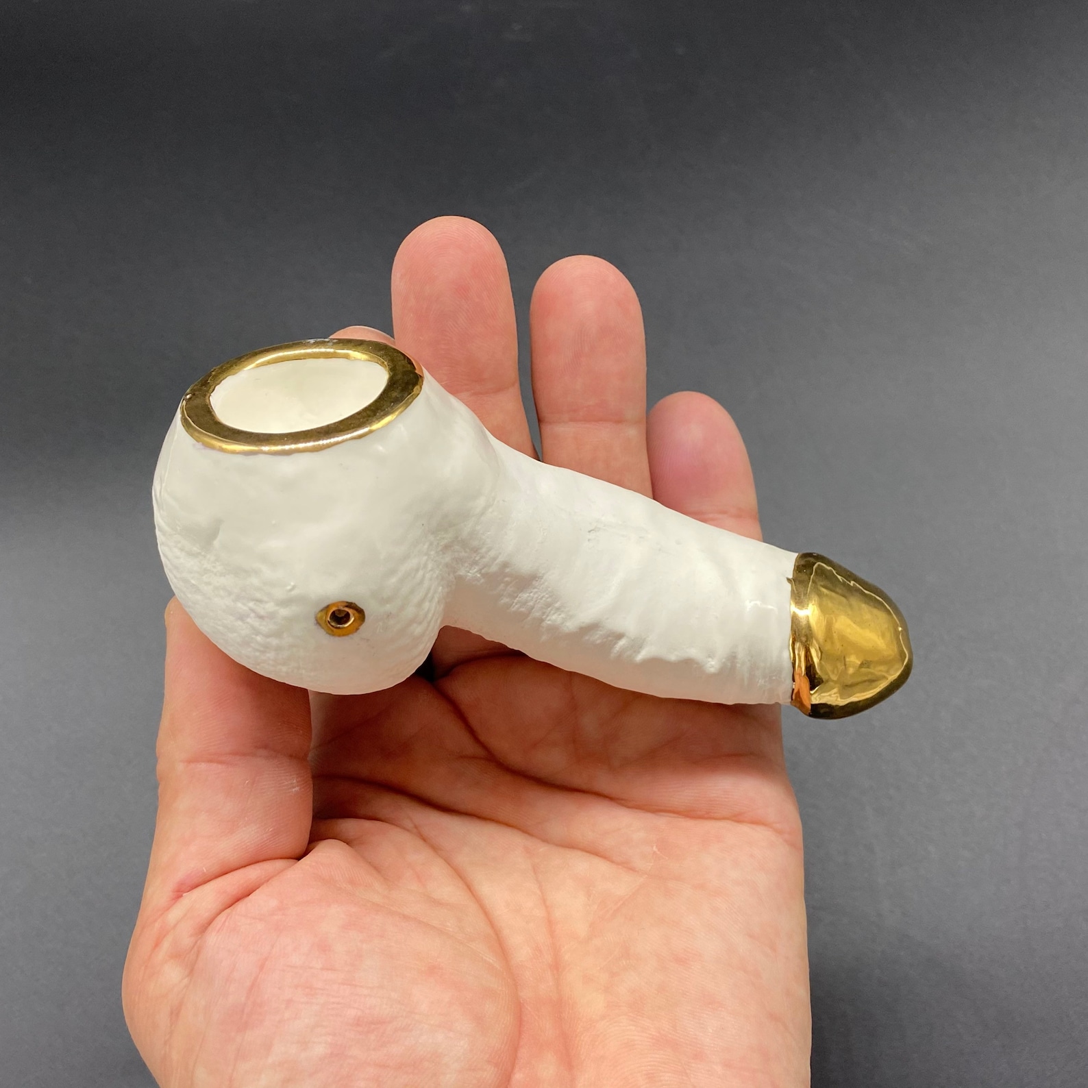 Pipa de fumar del pene grande del oro pipa de arcilla de la | Etsy
