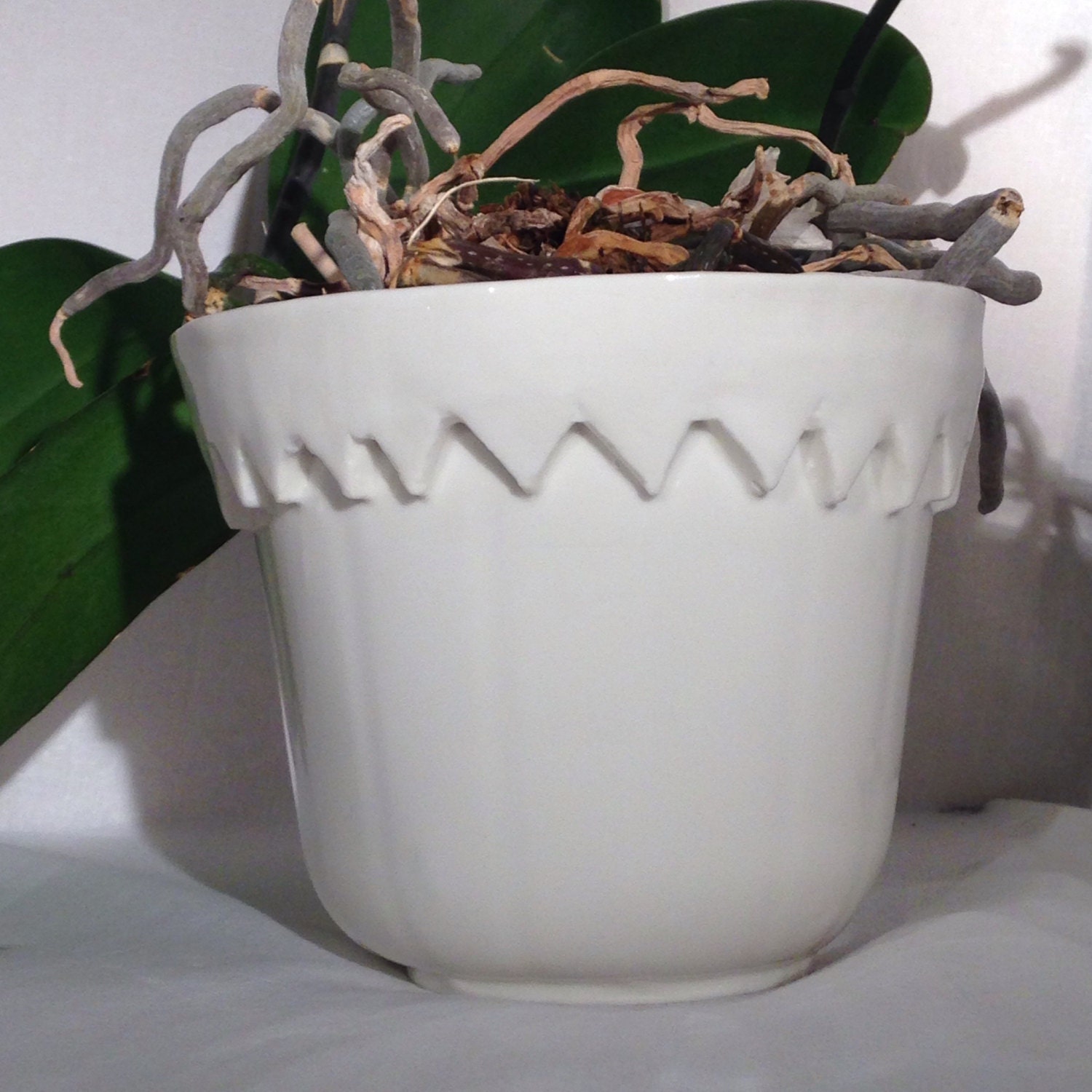 porcelain flower pot, porcelain fun fair inspired pot, orchid pot ...