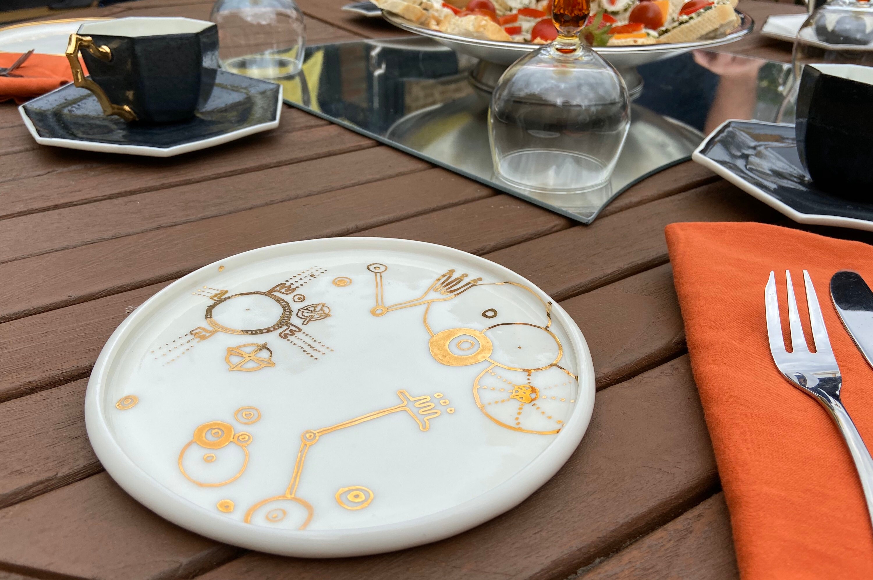 20cm Diameter Plate Gold Porcelain Plates, Gold Pattern, Serving Plate ...