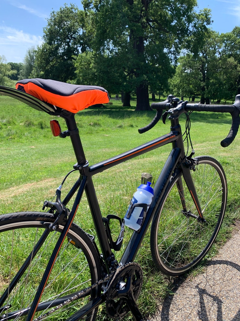 Black and Orange Padded Bike Seat Cover With Eco Friendly Textiles ...