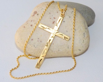 Gold Overlay on Sterling Silver Delicate Yellow Gold Cross - Etsy
