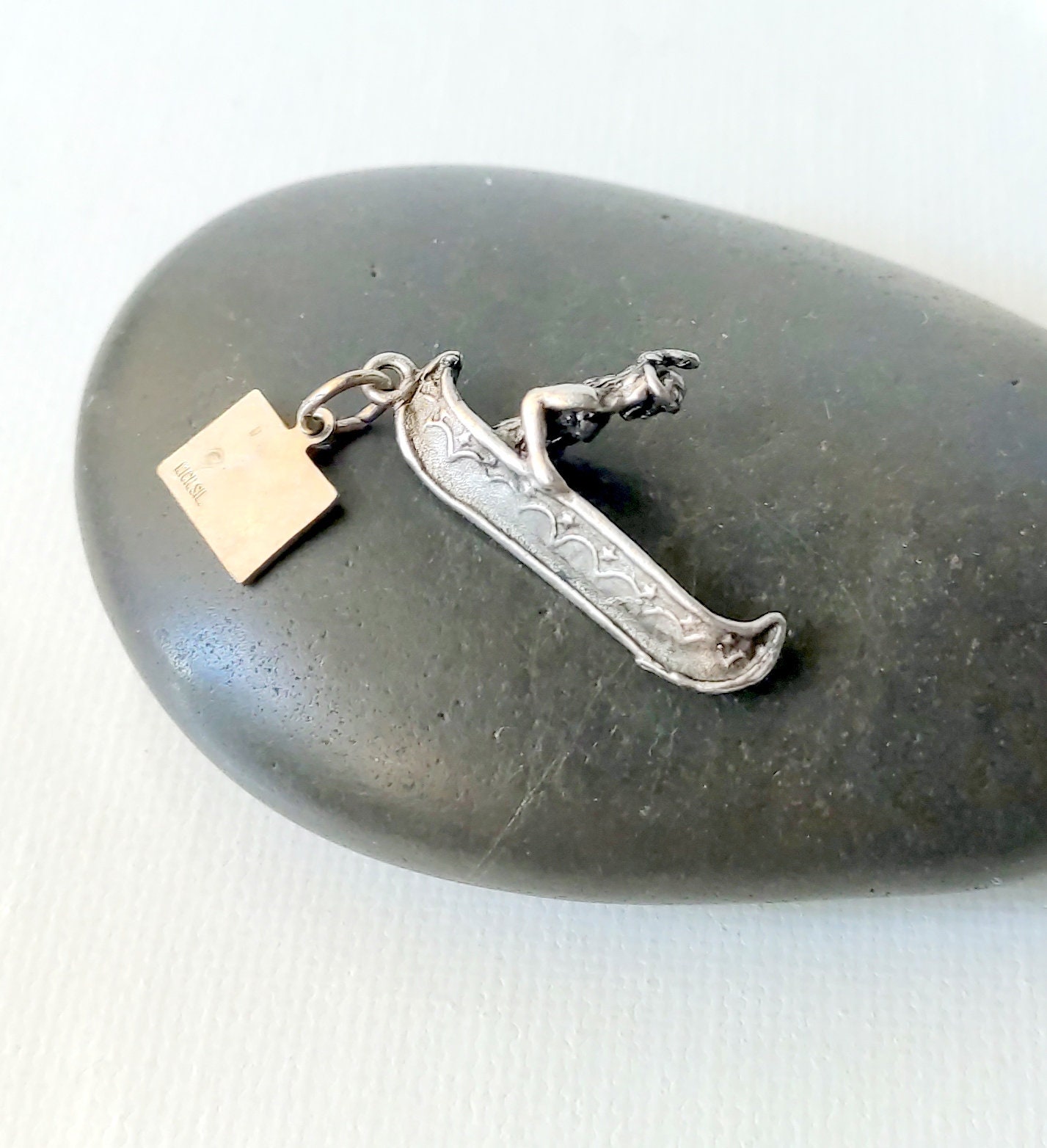 Sterling Silver Canoe Charm/pendant Vintage 925 Old Southwestern Silver ...