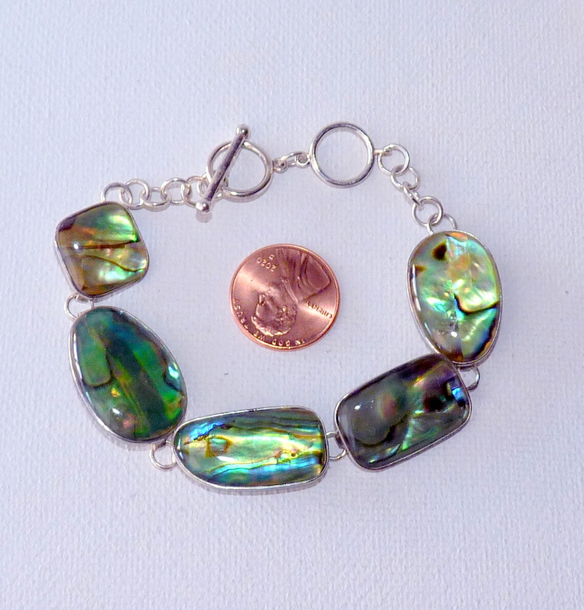 Sterling Silver Paua Shell Bracelet,abalone Shell 925 Bracelet 8 ...