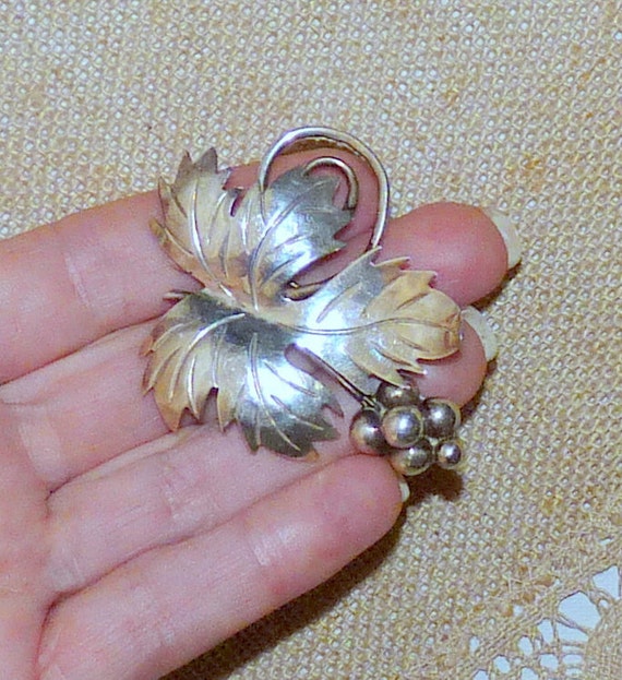 Sterling Silver Leaf Pin Nature Designed Textured Sil… - Gem