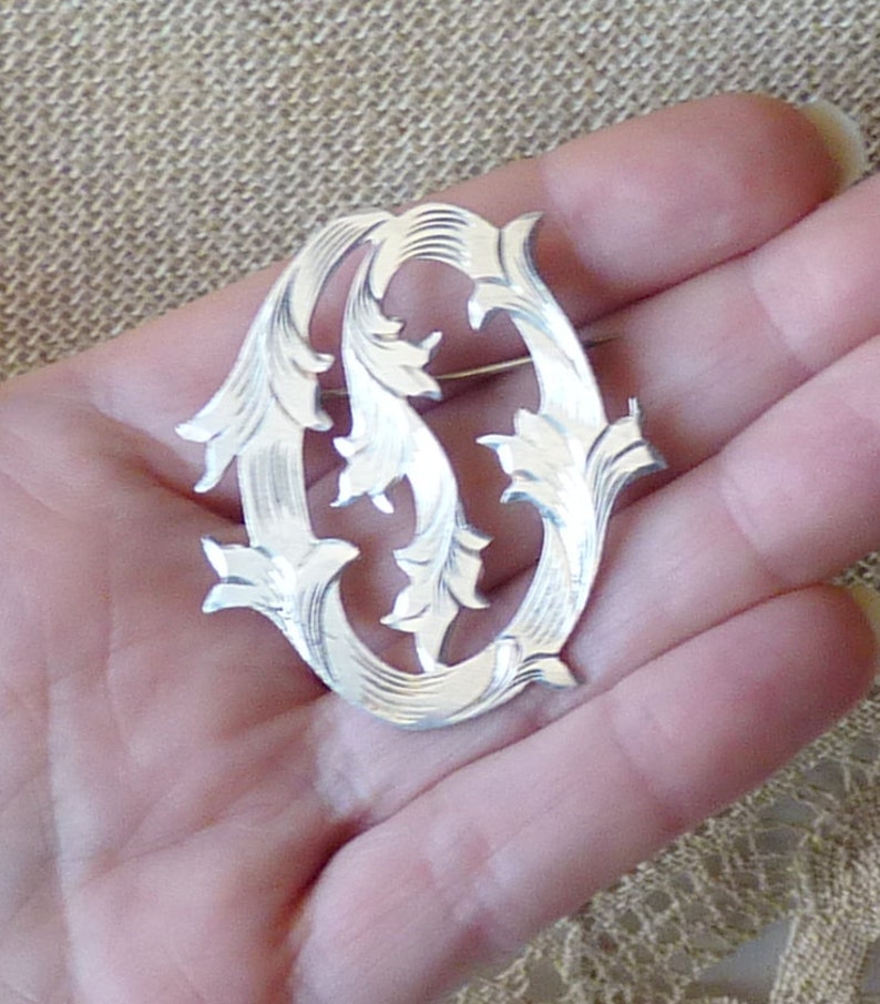 Sterling Silver Letter O Monogram Pin 925 Vintage Engraved O | Etsy