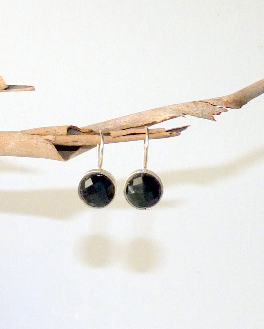 Sterling Onyx Earrings Black Onyx Cabochon 925 Pierced Earrings, Dangle ...