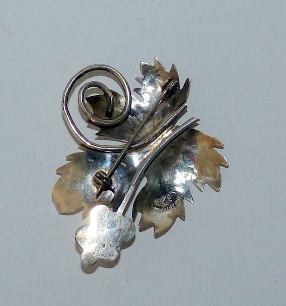 Sterling Silver Leaf Pin Nature Designed Textured Sil… - Gem