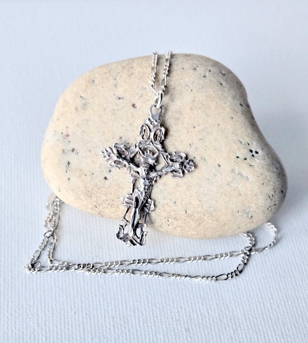Sterling Silver Victorian Antique Cross Pendant 18" Necklace, Vintage ...