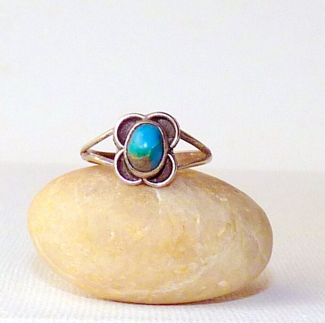 Native American Blue Turquoise Ring Size 5.5 Navajo Sterling Silver ...