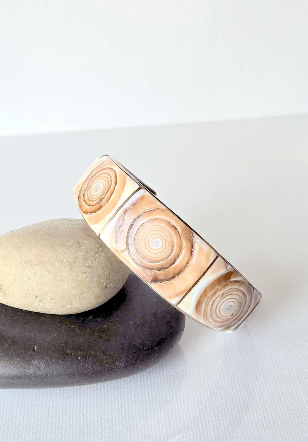 Silver Philippine Handmade Inlay Shell Cuff Bracelet 6 1/2" Vintage ...