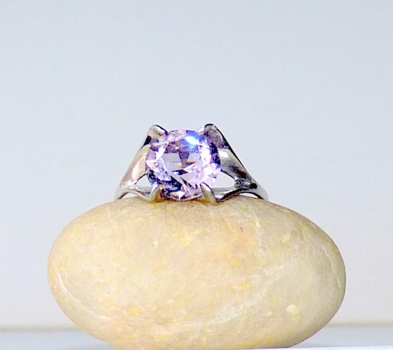 Sterling Silver Purple Crystal Ring Size 7 Cubic Zircon Ring | Etsy